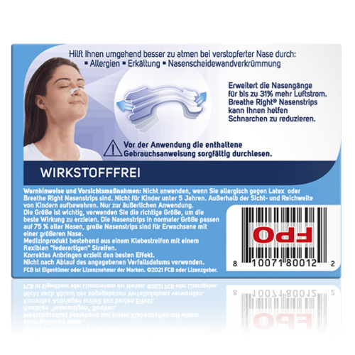 Breathe Right® Nasenpflaster – empfindliche Haut, durchsichtig